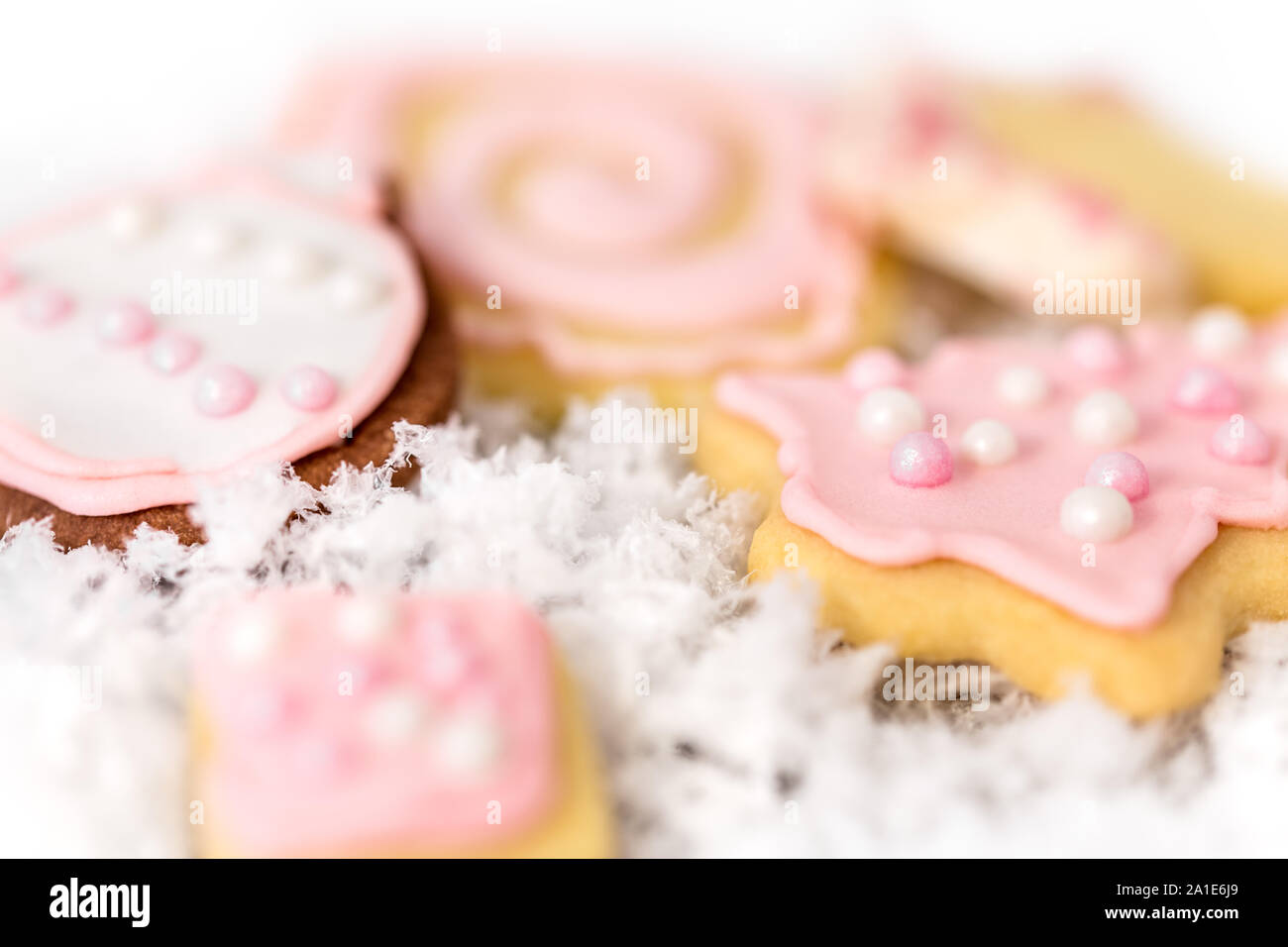 Sweet pink christmas cookies an with background, concept homemade ...
