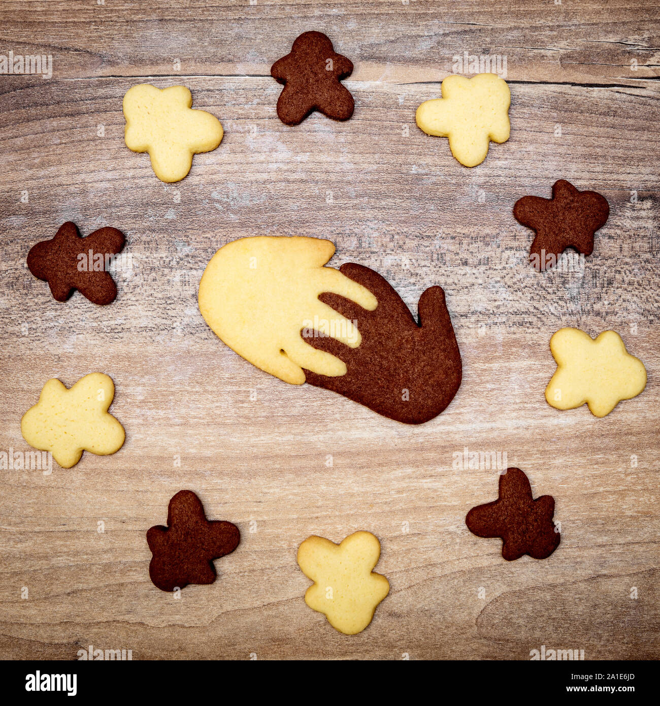 Human and Hand shape cookies, concept together intercultural and ...