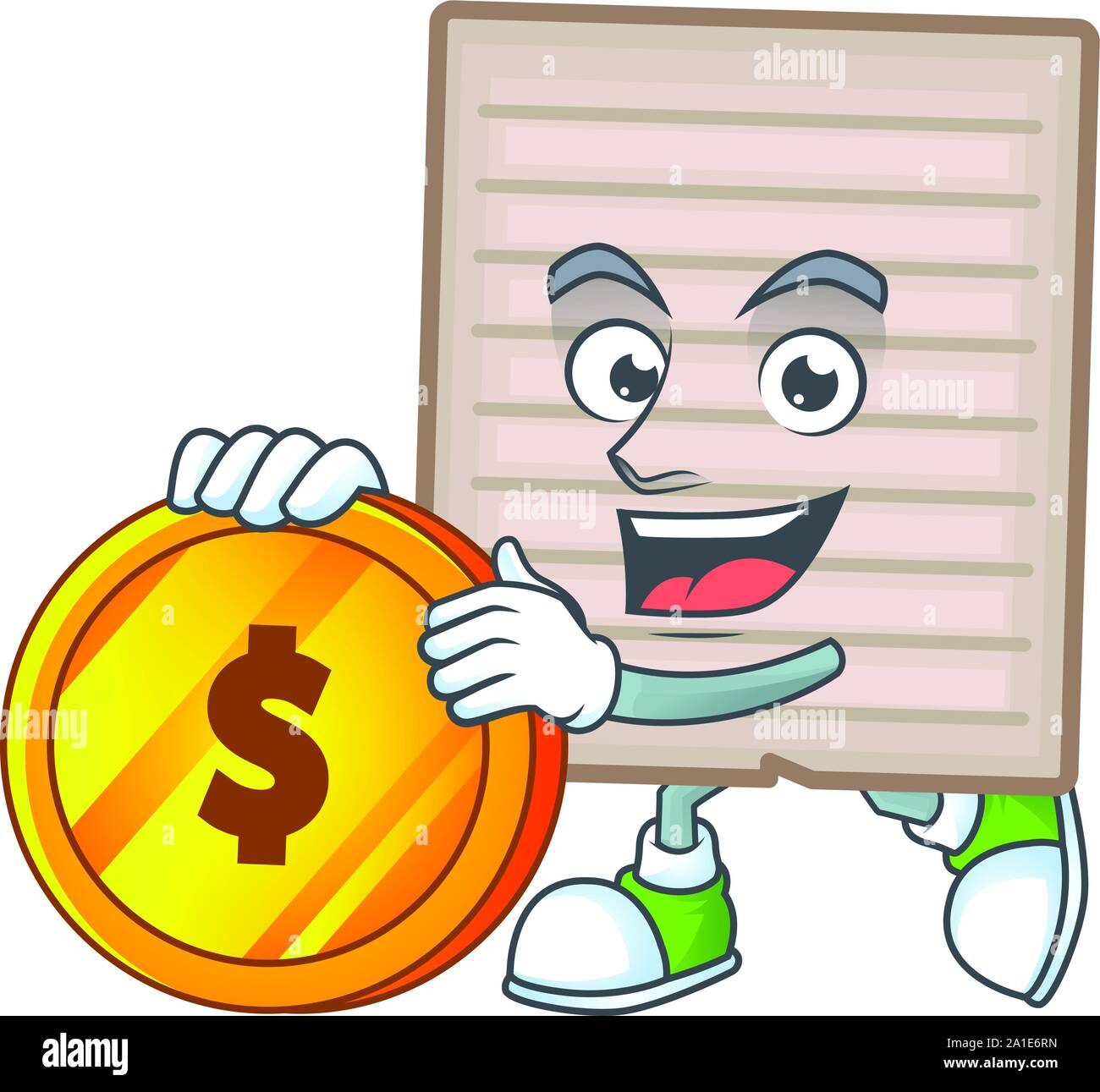 Bring coin vintage scrapbook paper cartoon character mascot Stock ...