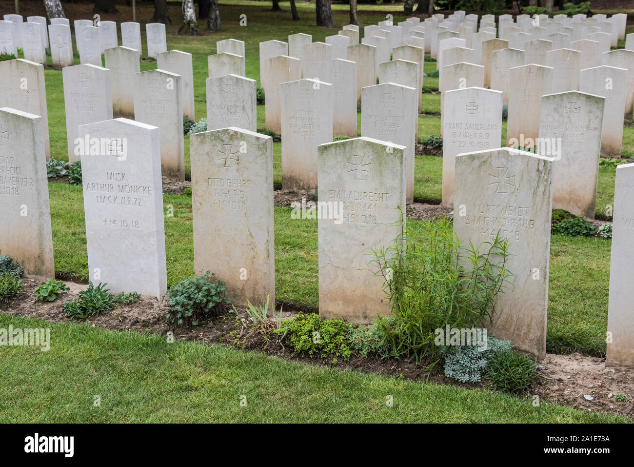 German graves at Etaples First World War Military Cemetery on the ...