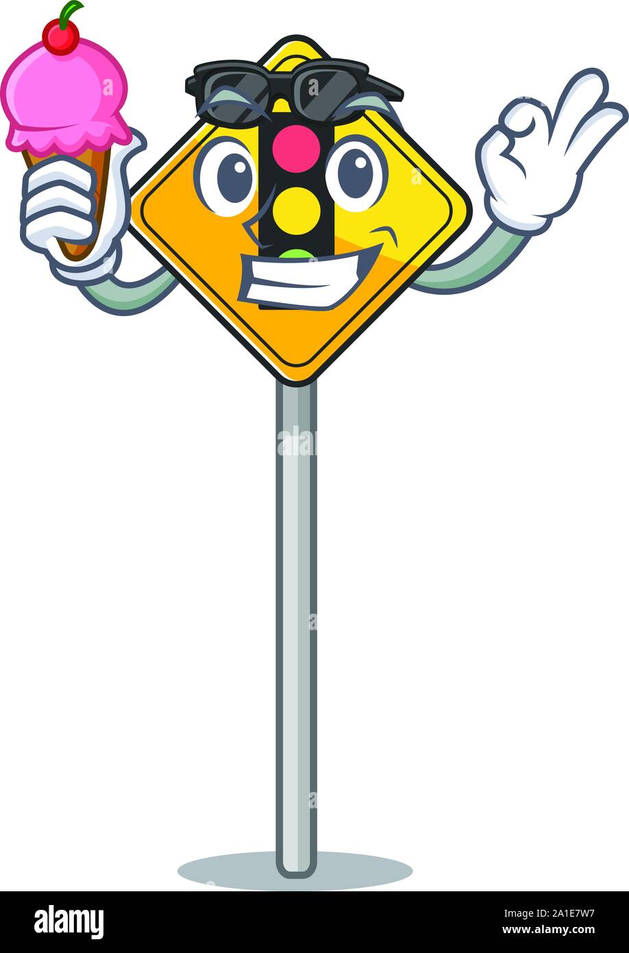 With ice cream traffic light ahead isolated with cartoon Stock Vector ...