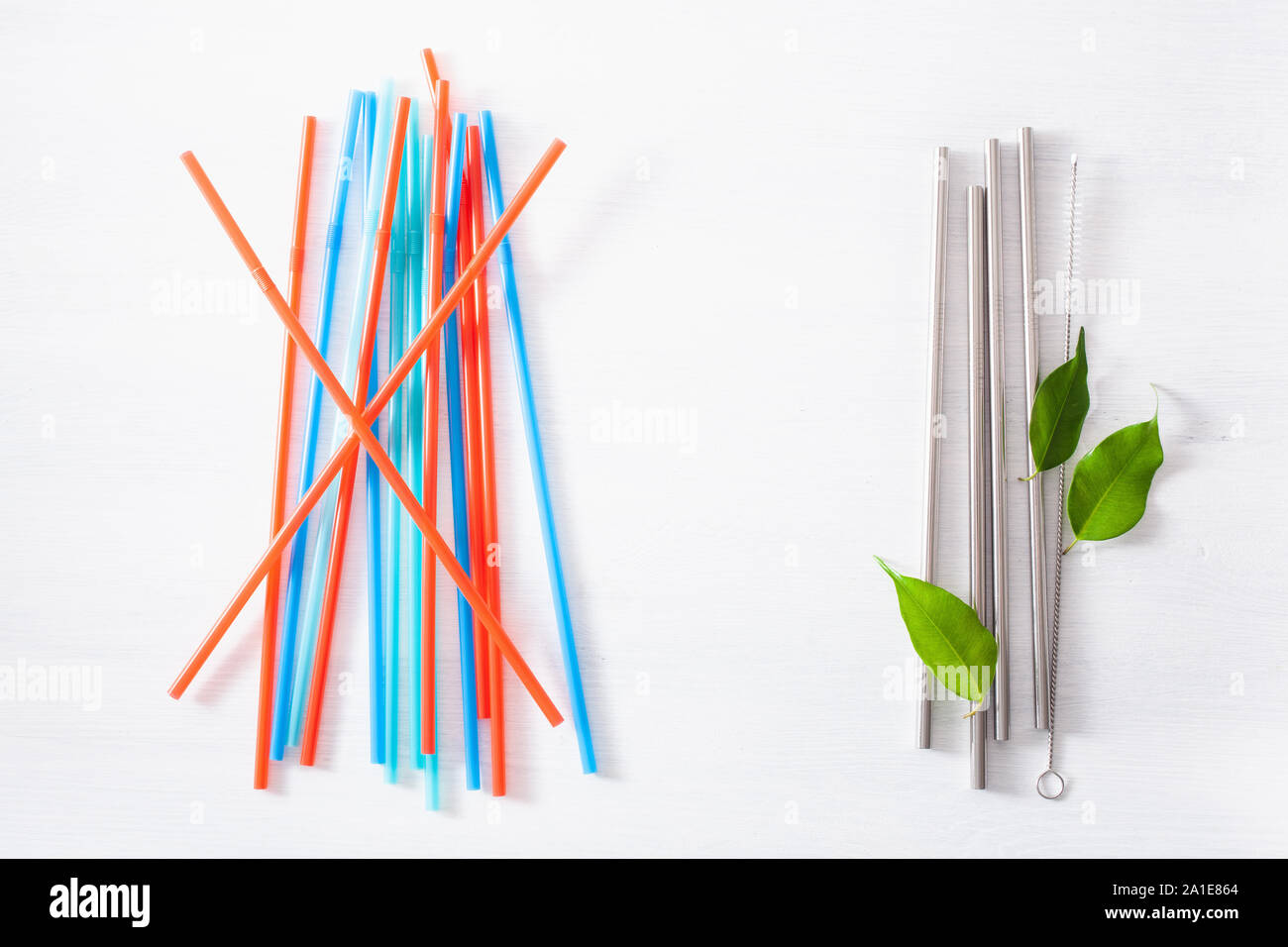 single use plastic and reusable metal eco-friendly drinking straw. zero ...