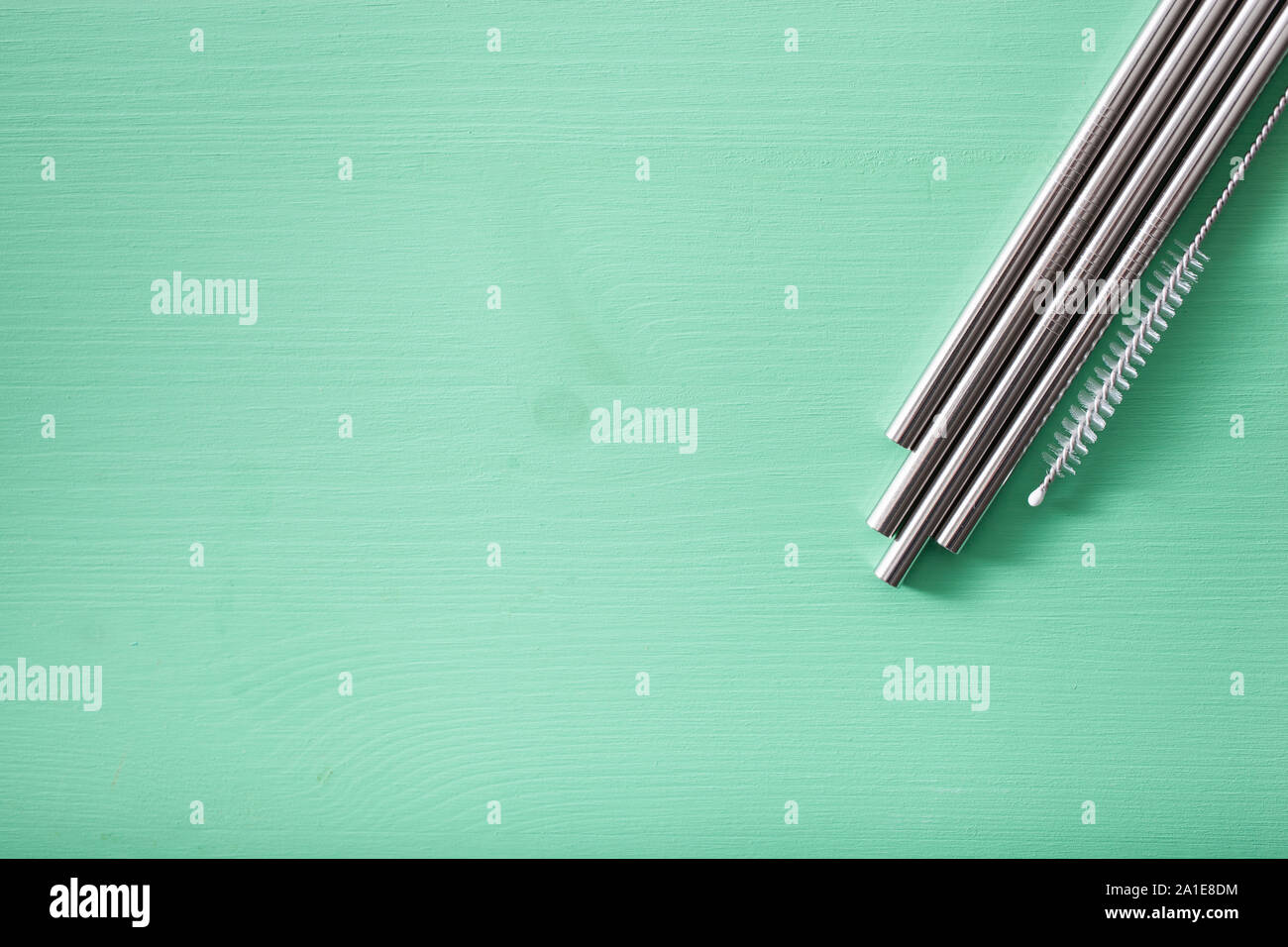 eco-friendly reusable metal drinking straw. zero waste concept Stock ...