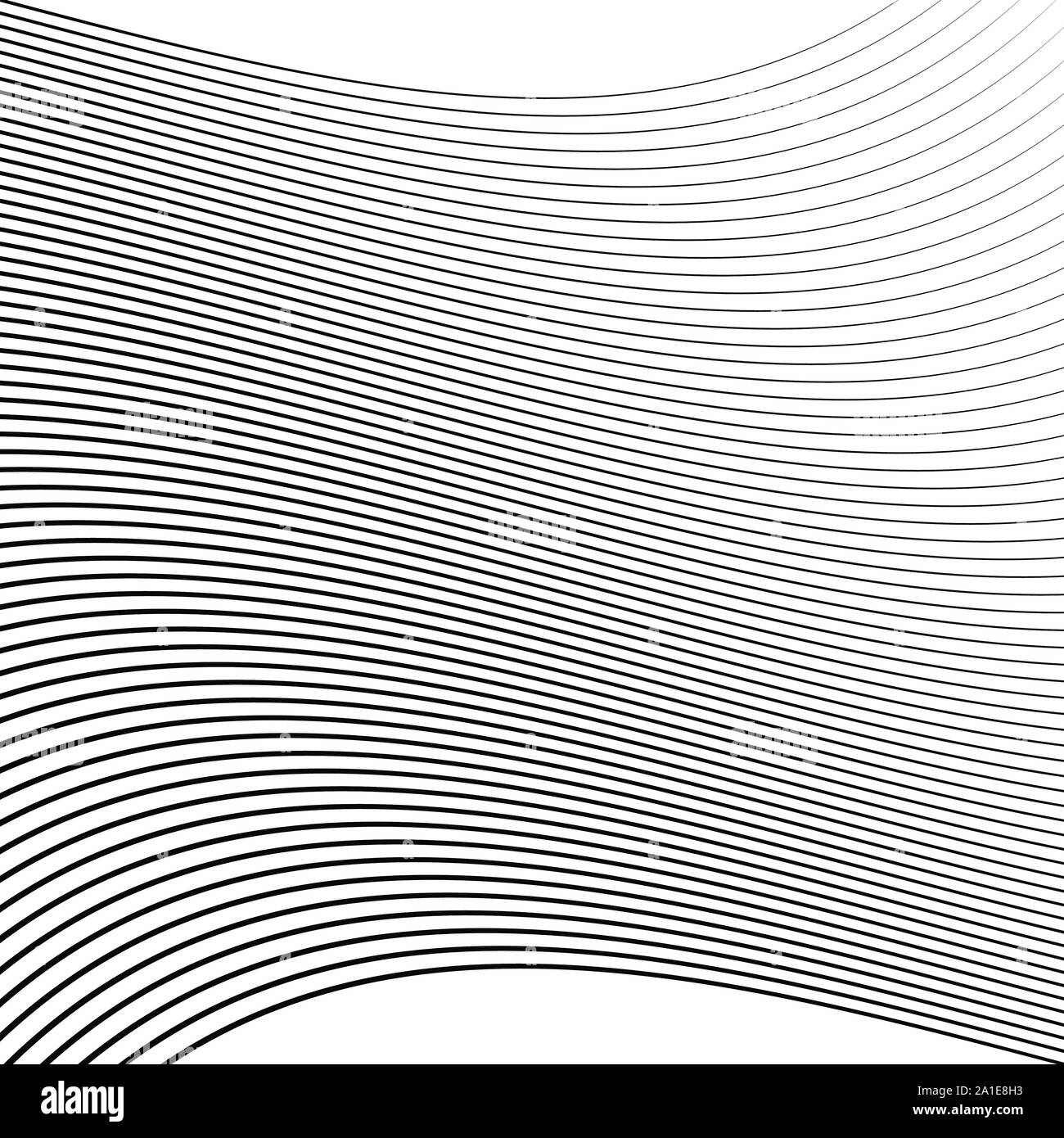 Geometric waving, wavy parallel lines. Ripple, twisted lines pattern. Squeeze, sway, squish ...