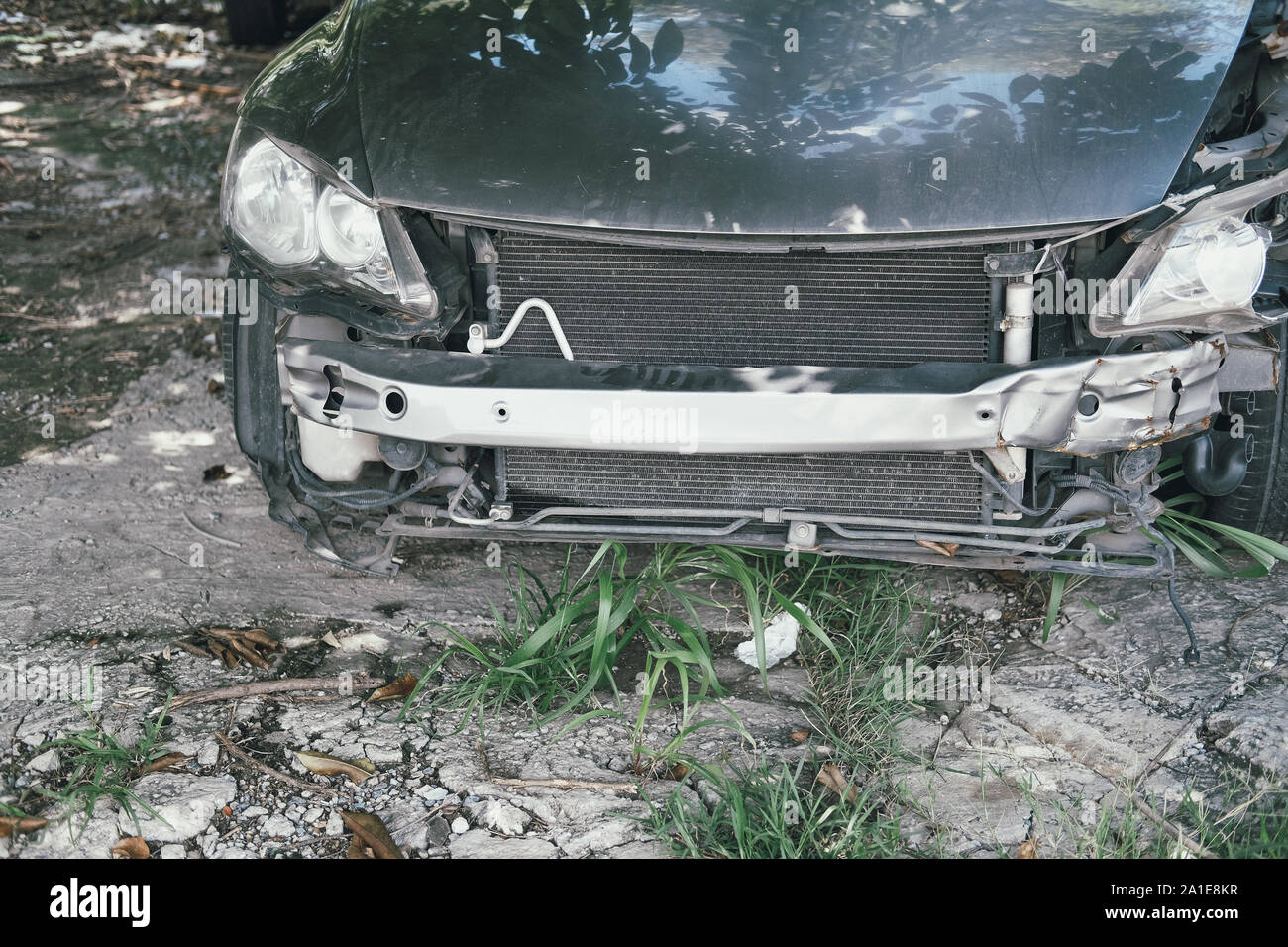 crashed damaged broken car. automobile crash collision accident Stock ...