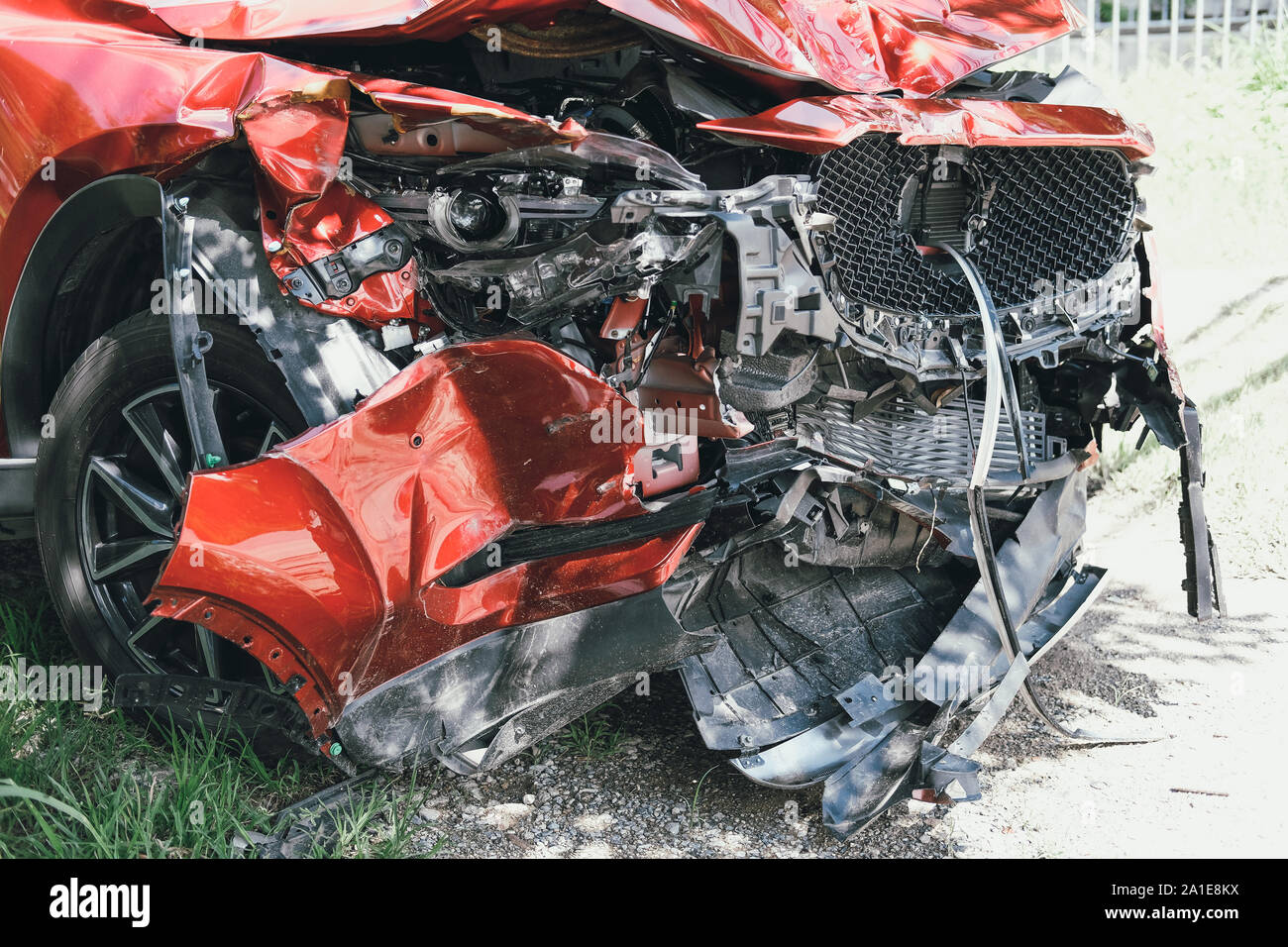 crashed damaged broken car. automobile crash collision accident Stock ...