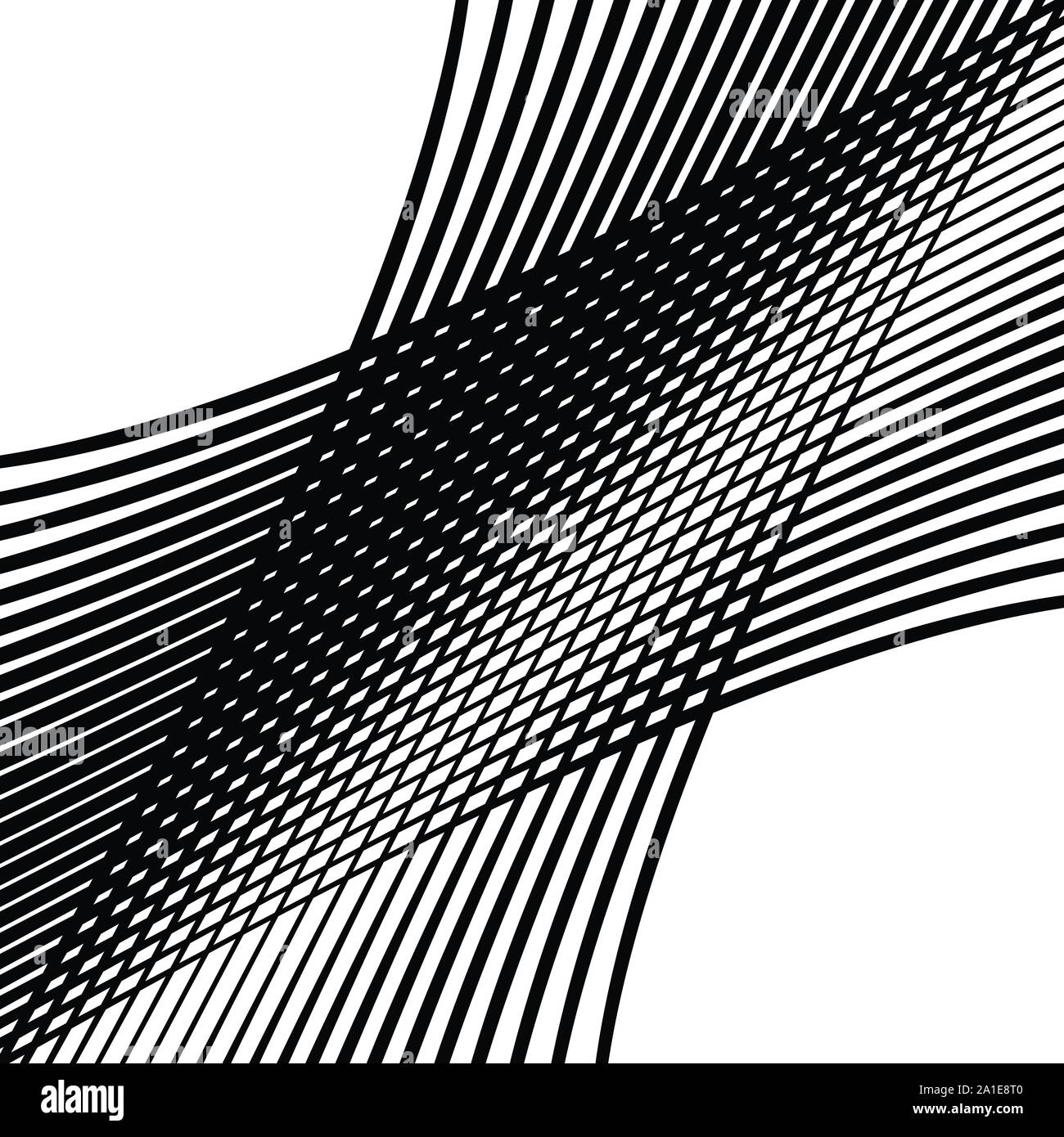 Stretch grid, mesh. Waving, wavy intersect lines. Interlock, tangle ...