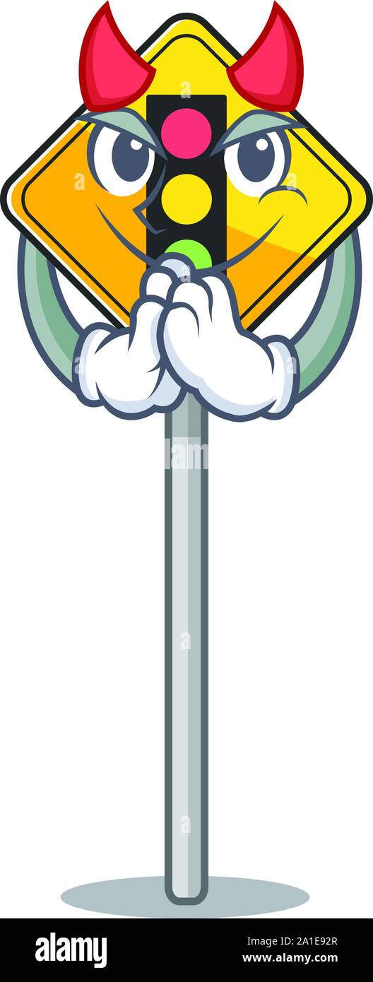 Devil traffic light ahead in shape mascot Stock Vector Image & Art - Alamy