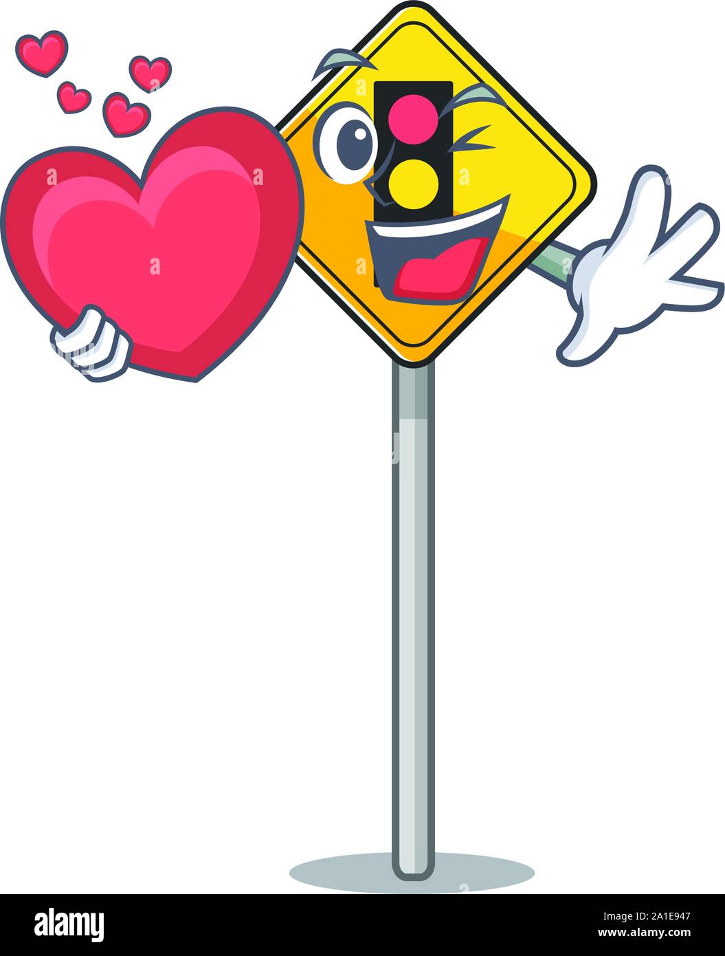 With heart traffic light ahead in shape mascot Stock Vector Image & Art ...