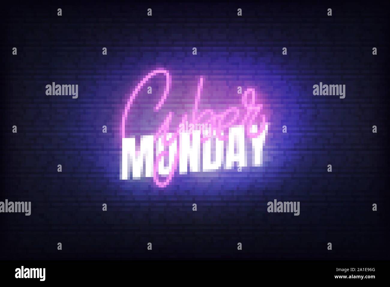 Cyber monday lettering neon Stock Vector Images - Alamy