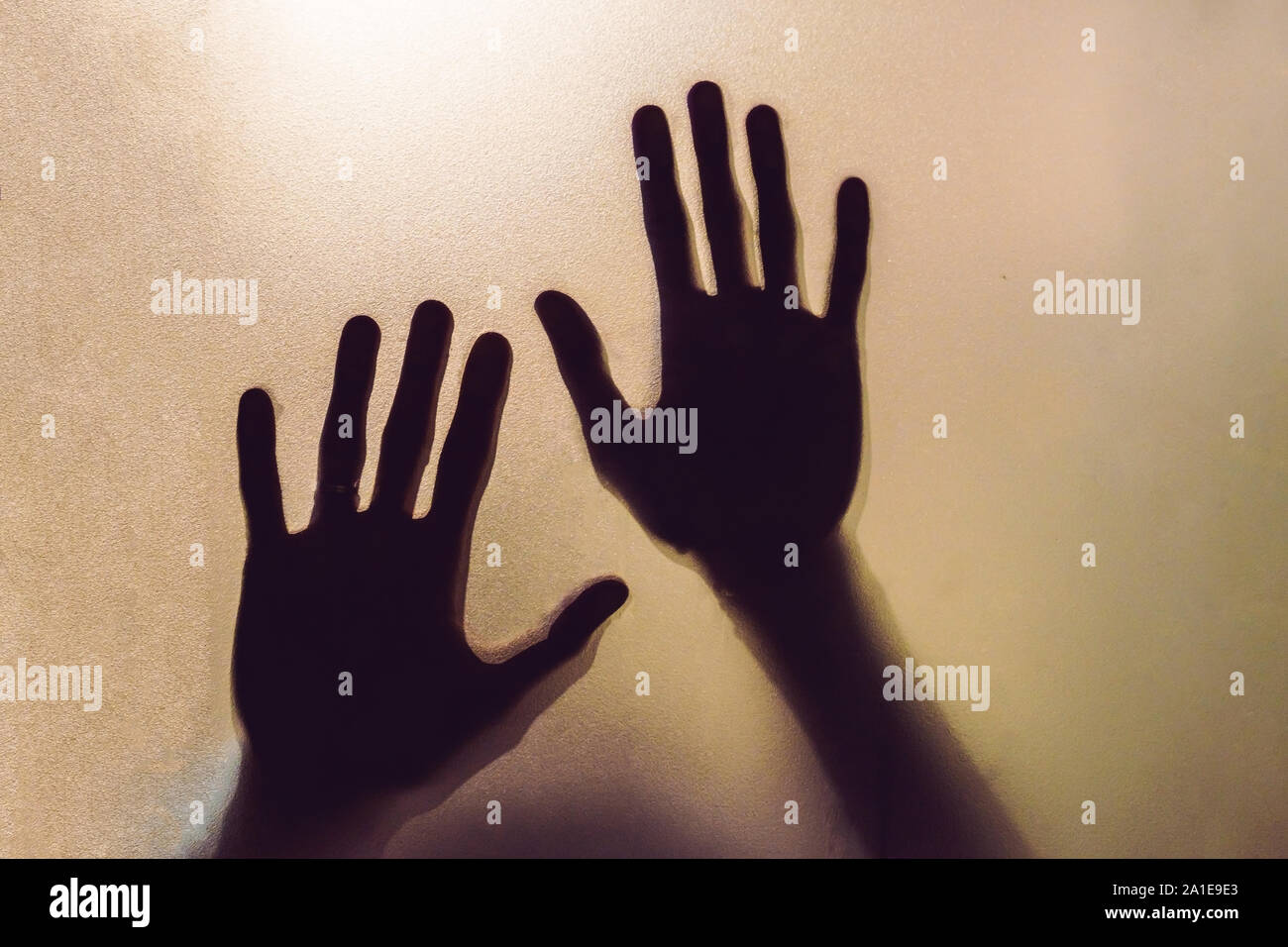The shadow hands of human behind the glass Stock Photo - Alamy