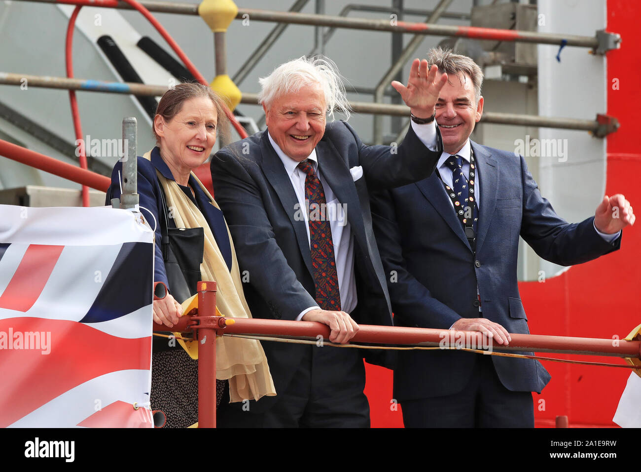 Sir David Attenborough during the naming ceremony of the polar research ...