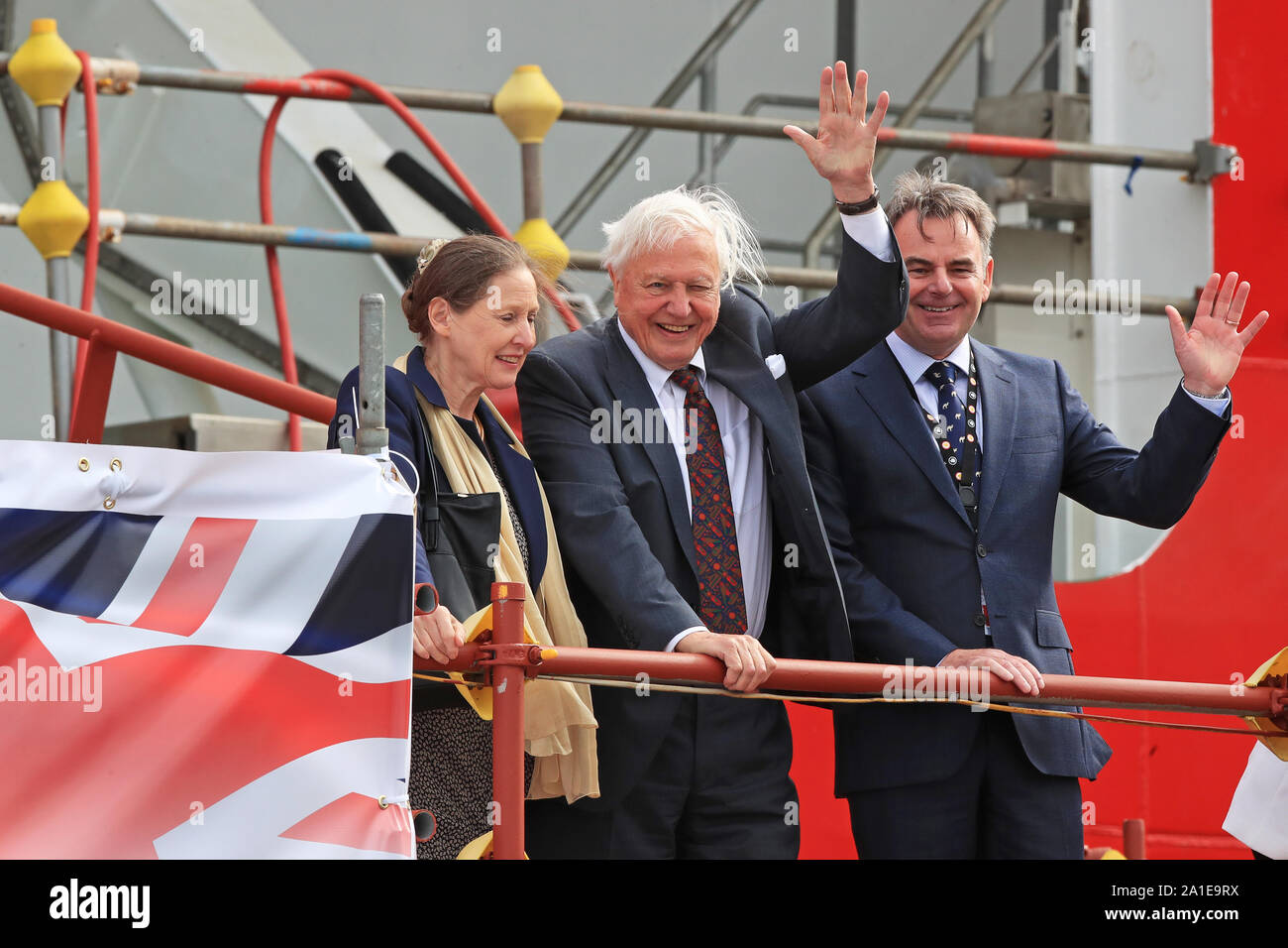 Sir David Attenborough during the naming ceremony of the polar research ...