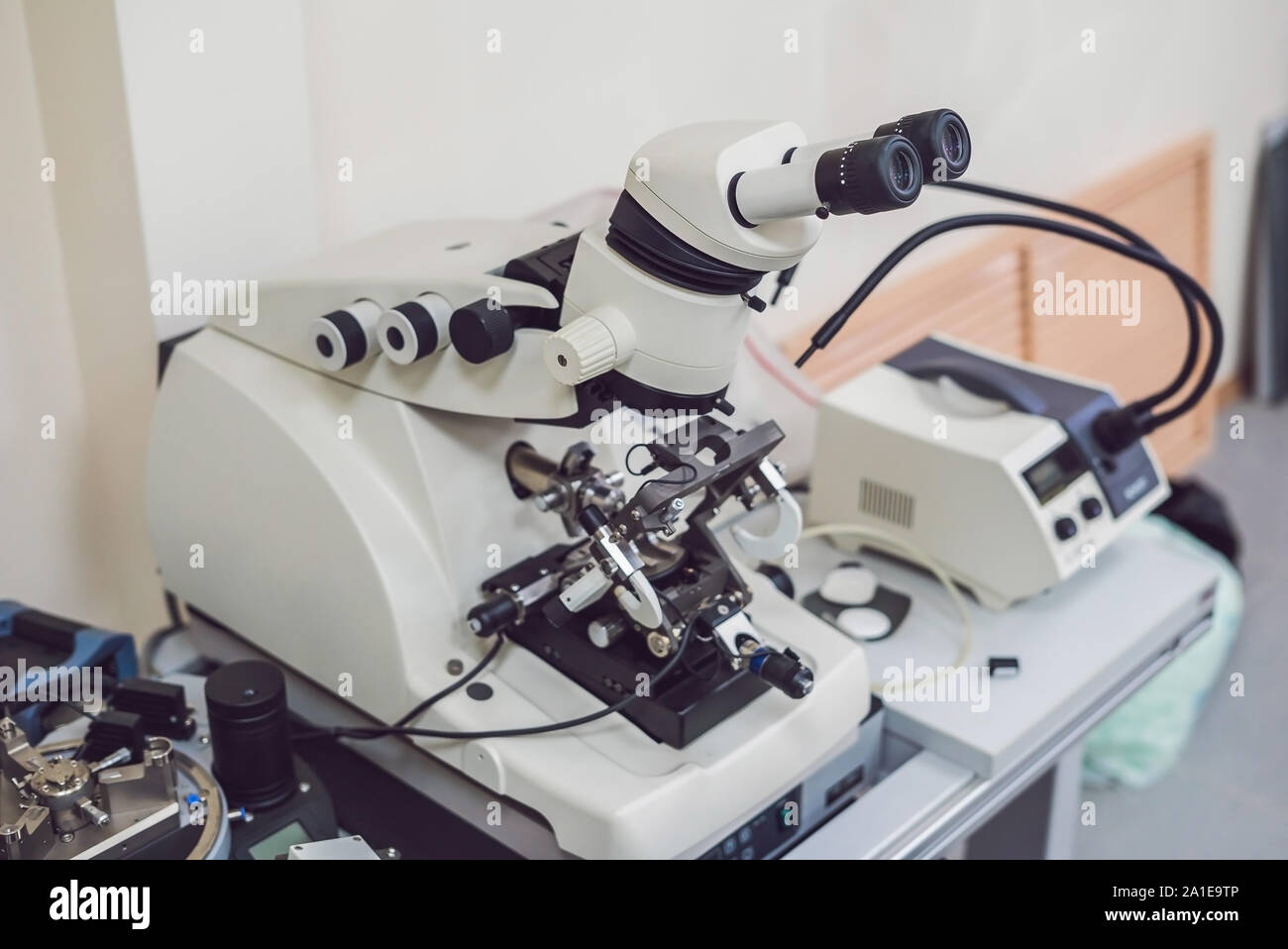 metallographic microscope used for metall's surface investigation in ...
