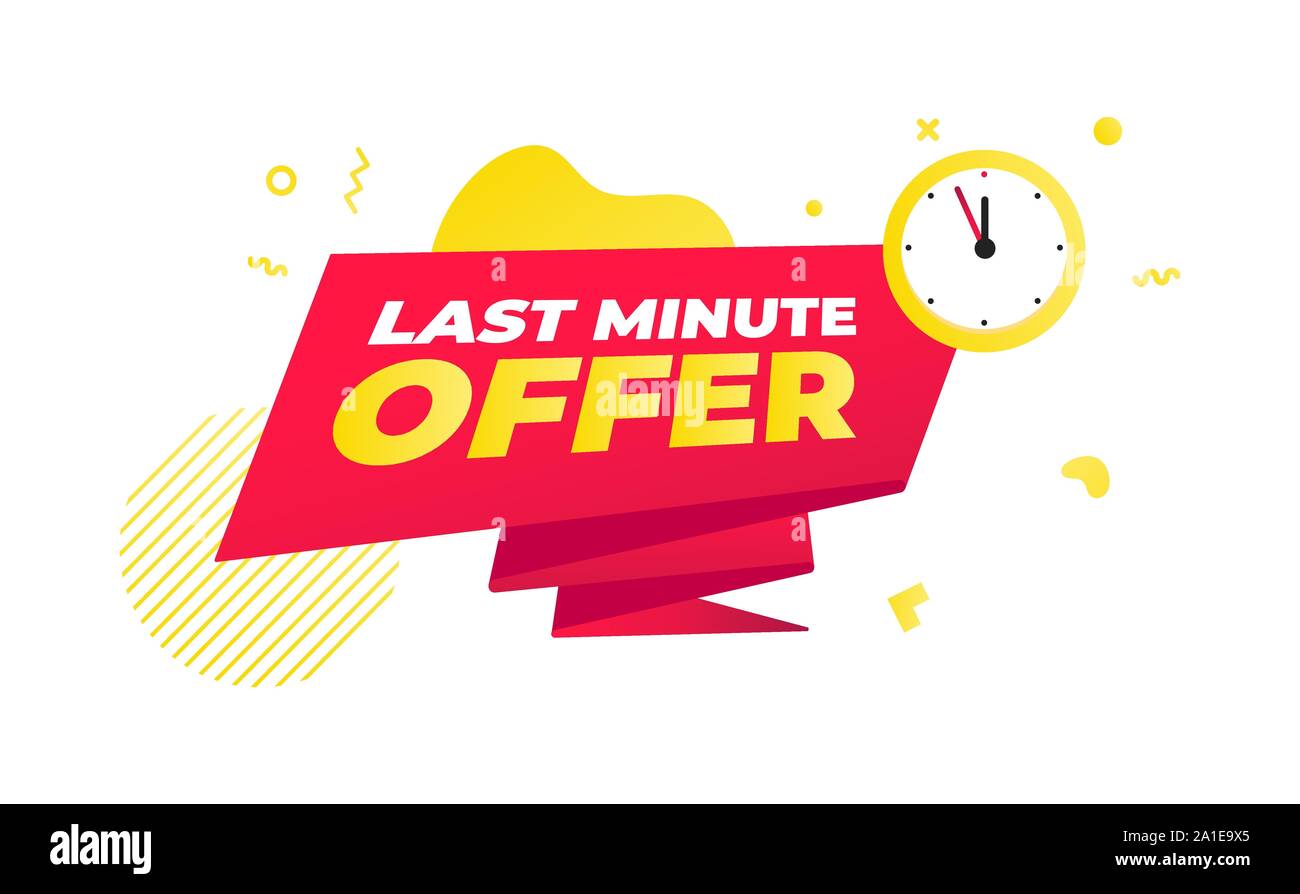 Last minute offer sale countdown ribbon badge icon sign with big red ...