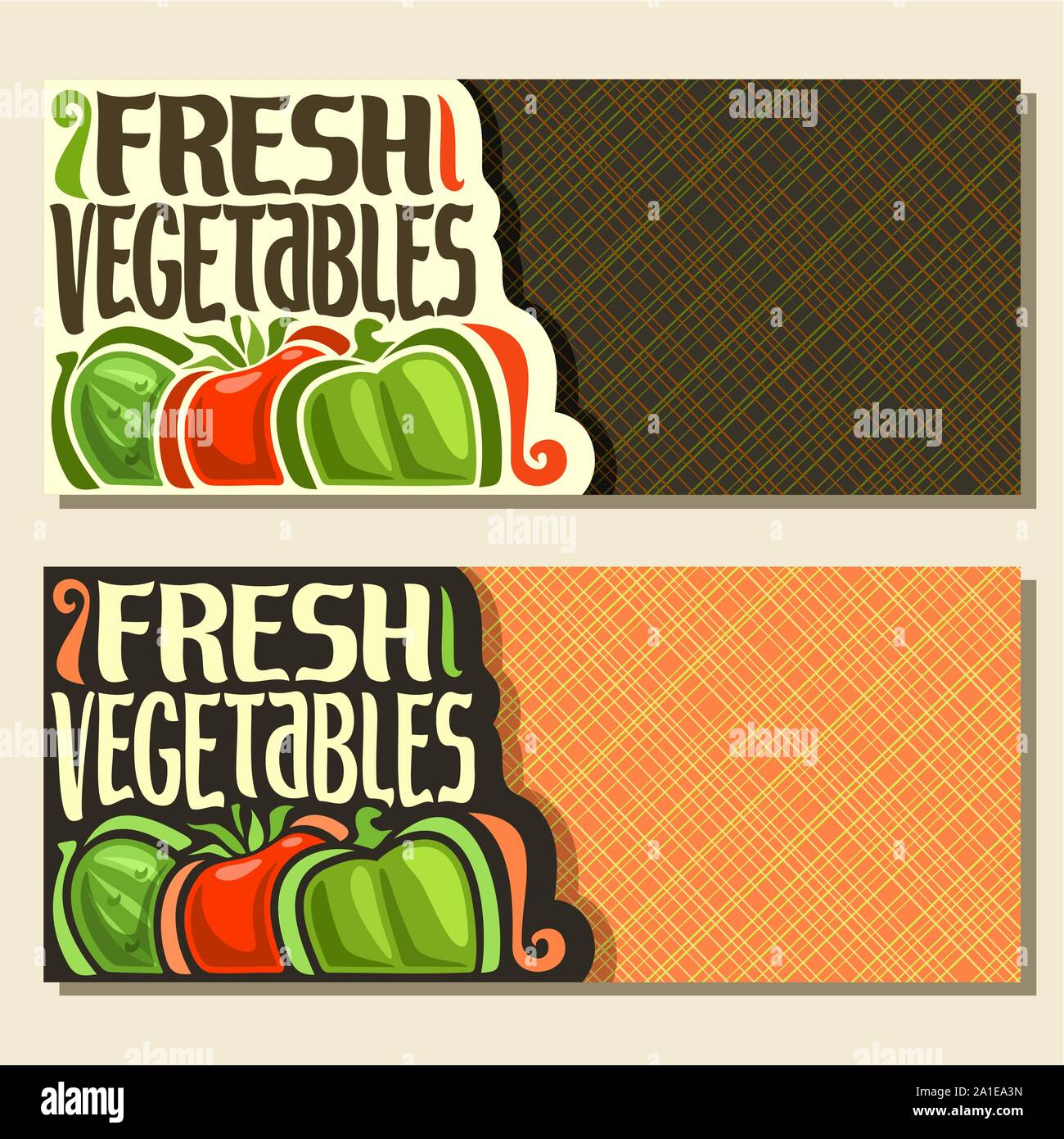 Vector banners for Fresh Vegetables with copy space: original font for ...