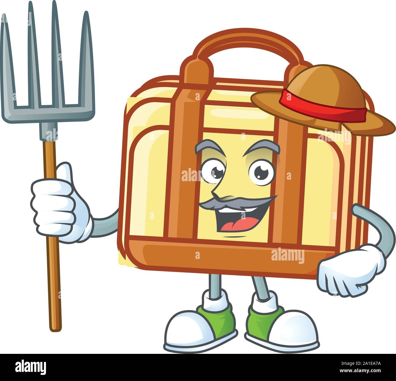 Farmer work suitcase cartoon for materials work Stock Vector Image ...