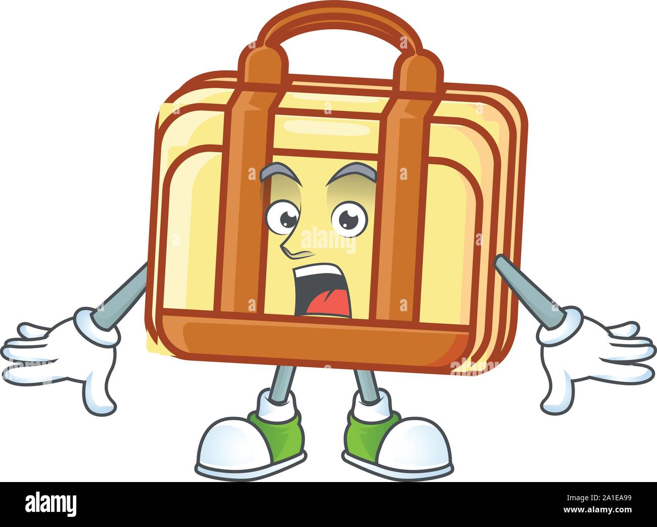 Surprised work suitcase cartoon character with mascot Stock Vector ...