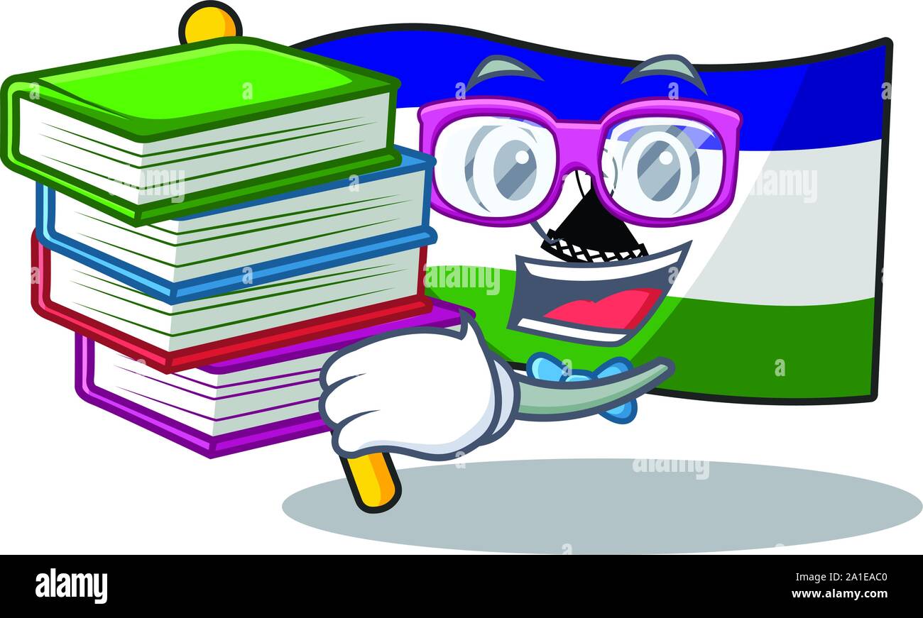 Student with book flag lesotho placed on cartoon chair Stock Vector ...