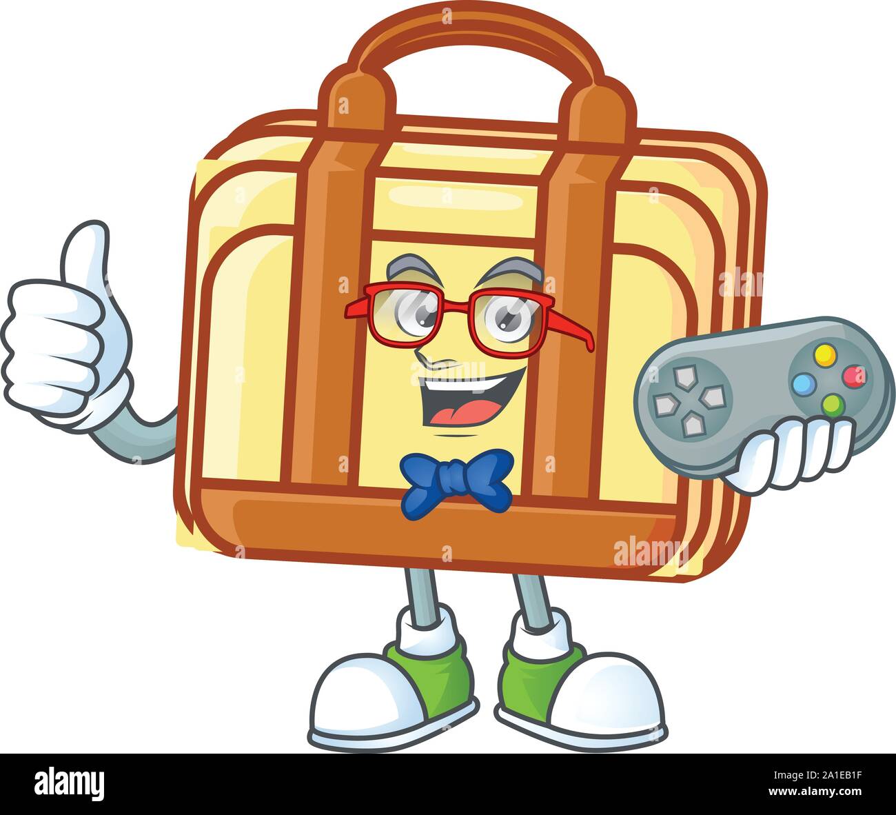 Gamer work suitcase cartoon character with mascot Stock Vector Image ...