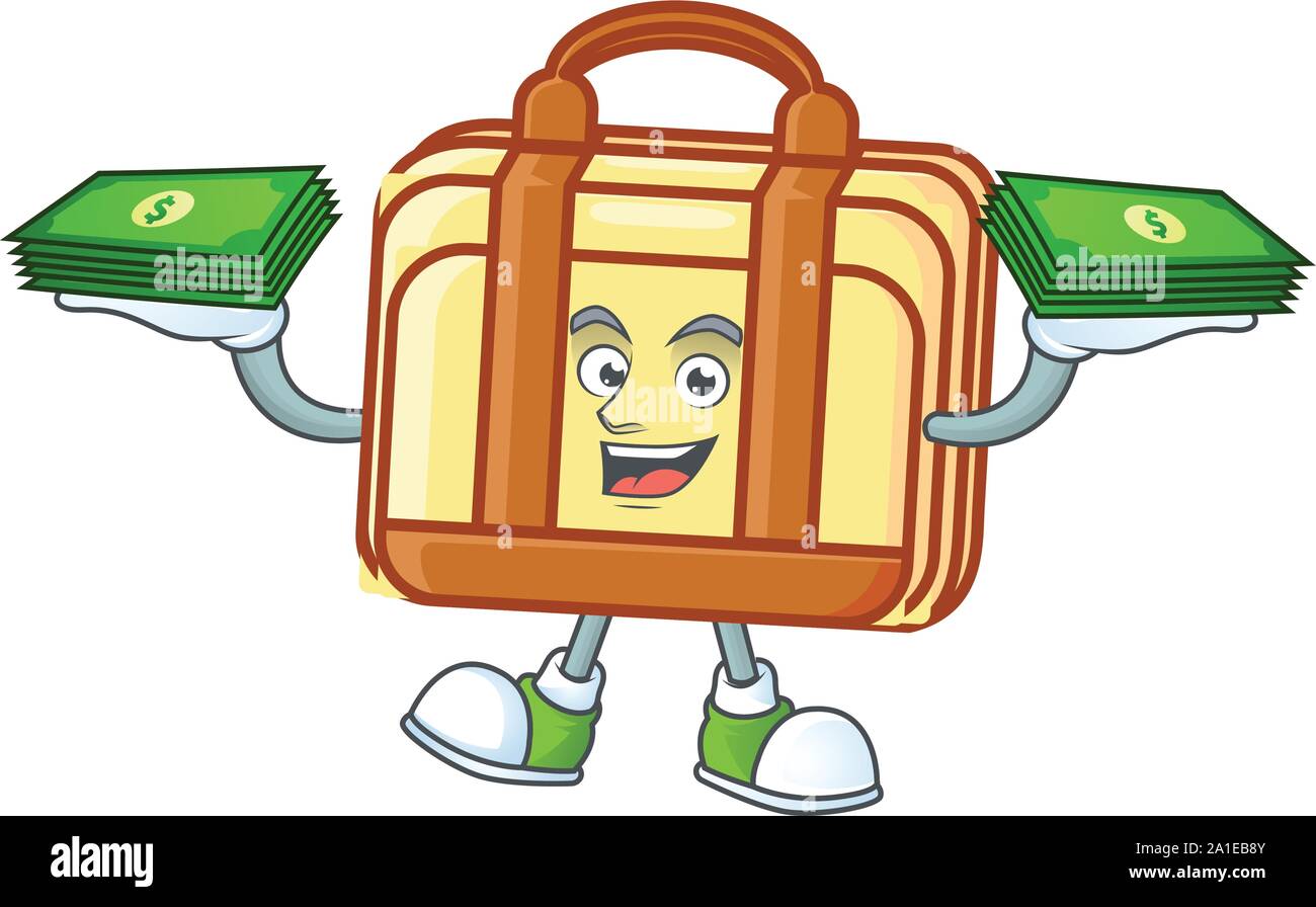 With money bag work suitcase cartoon character with mascot Stock Vector ...