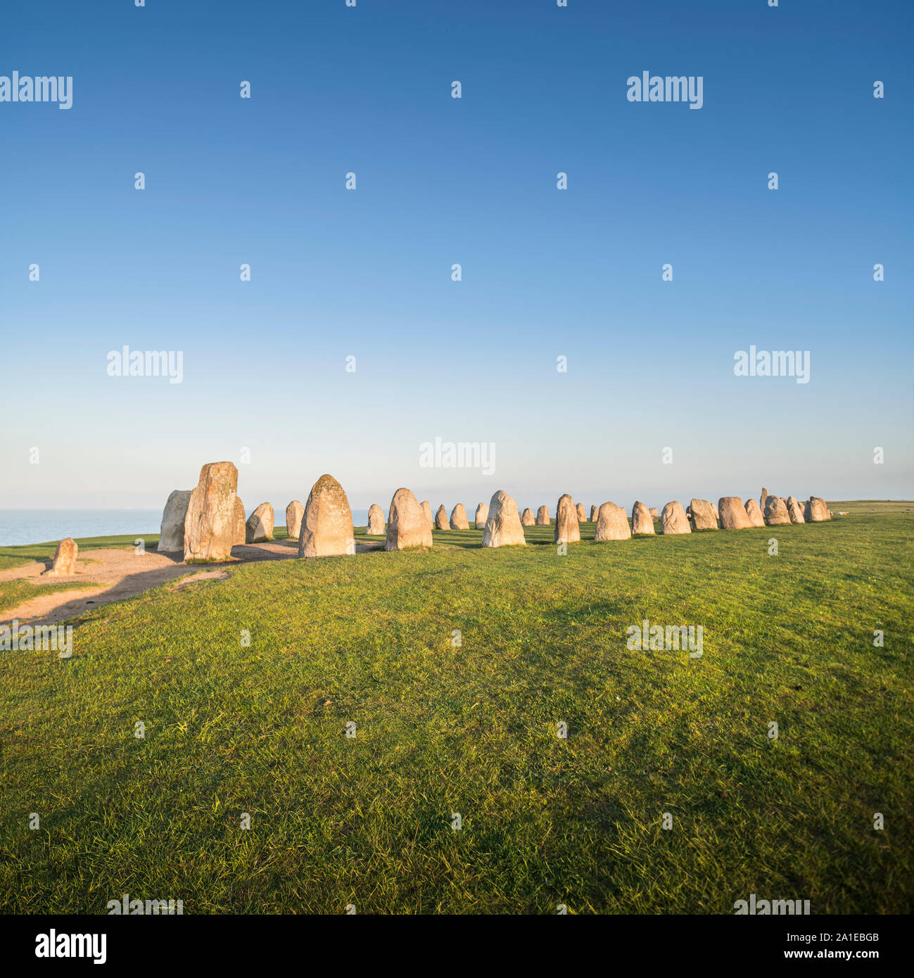 Ancient Ale's Stones ship setting from the Iron Age, Kaseberga near ...