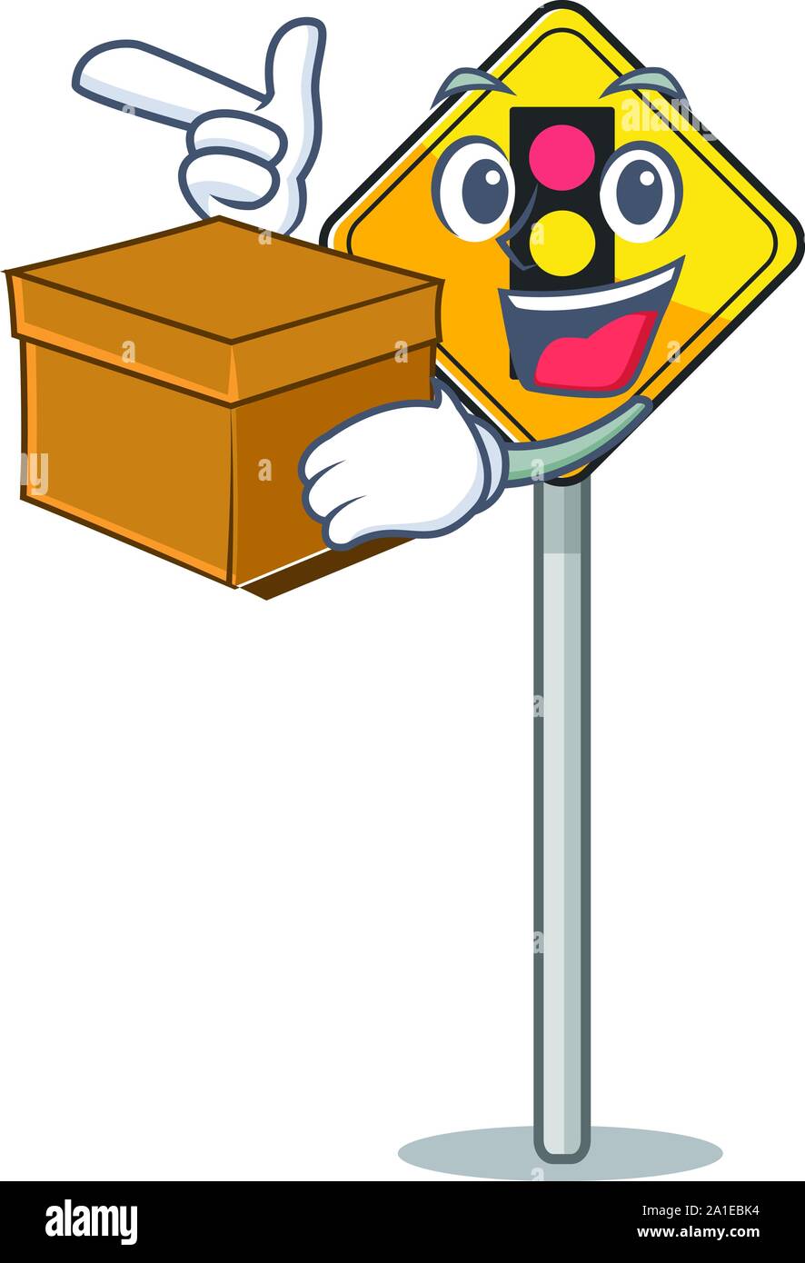 With box traffic light ahead isolated with cartoon Stock Vector Image ...