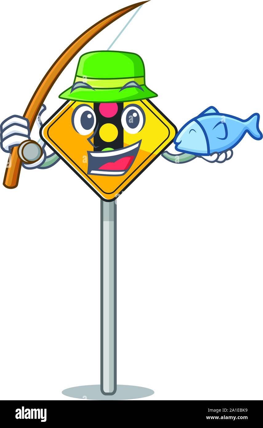 Fishing traffic light ahead in shape mascot Stock Vector Image & Art ...