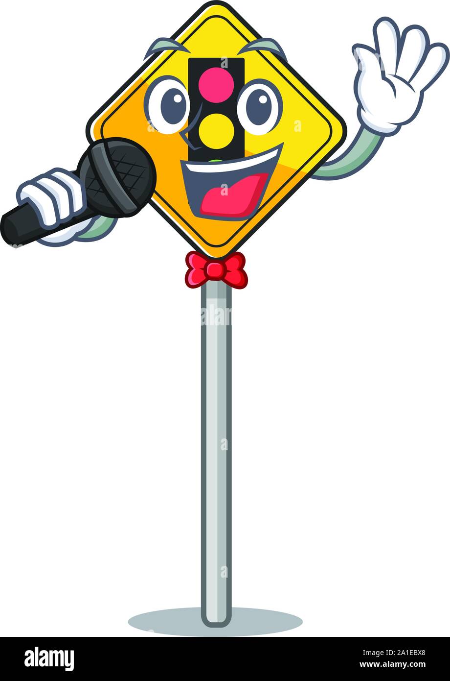 Singing traffic light ahead in shape mascot Stock Vector Image & Art ...
