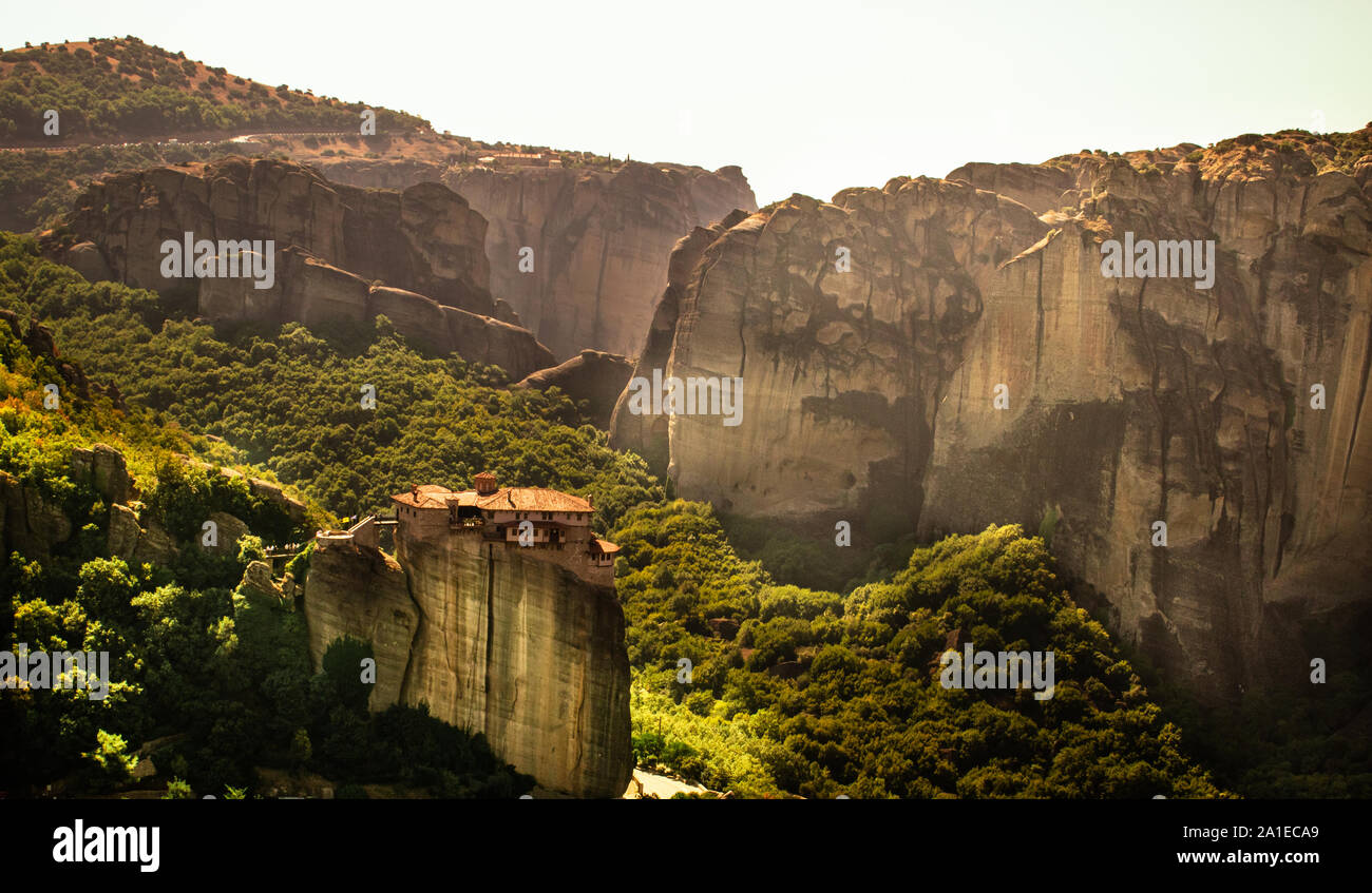Monastery Meteora Greece. Stunning panoramic landscape. View of ...