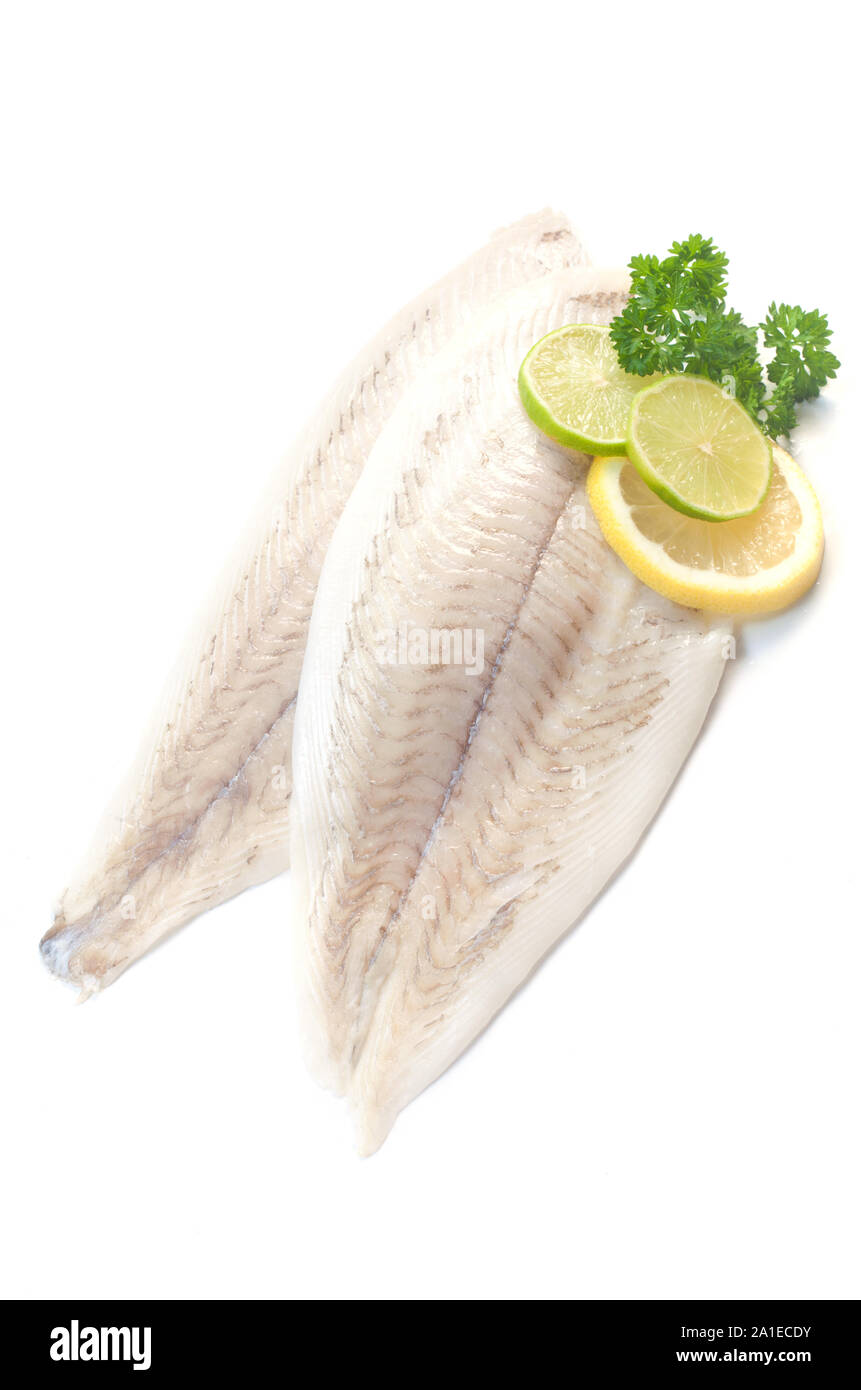Raw Plaice Fillets Isolated On White Stock Photo - Alamy