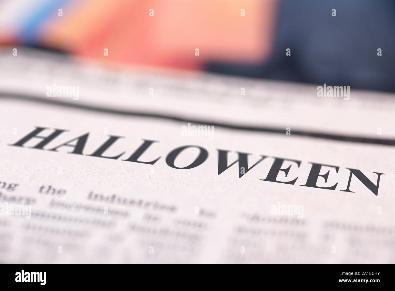 Halloween written newspaper close up shot to the text Stock Photo - Alamy