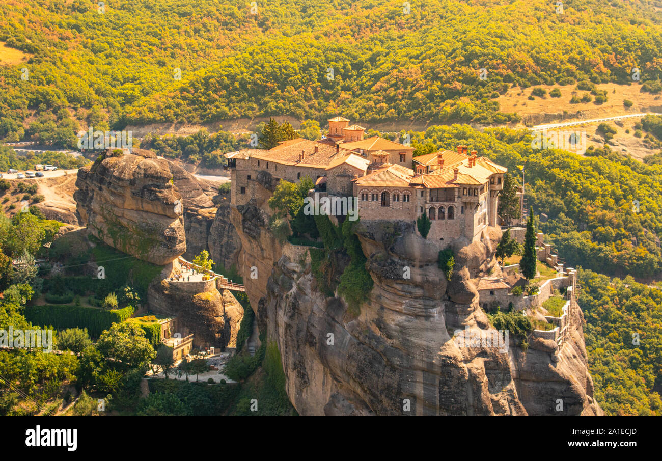 Monastery Meteora Greece. Stunning panoramic landscape. View of ...