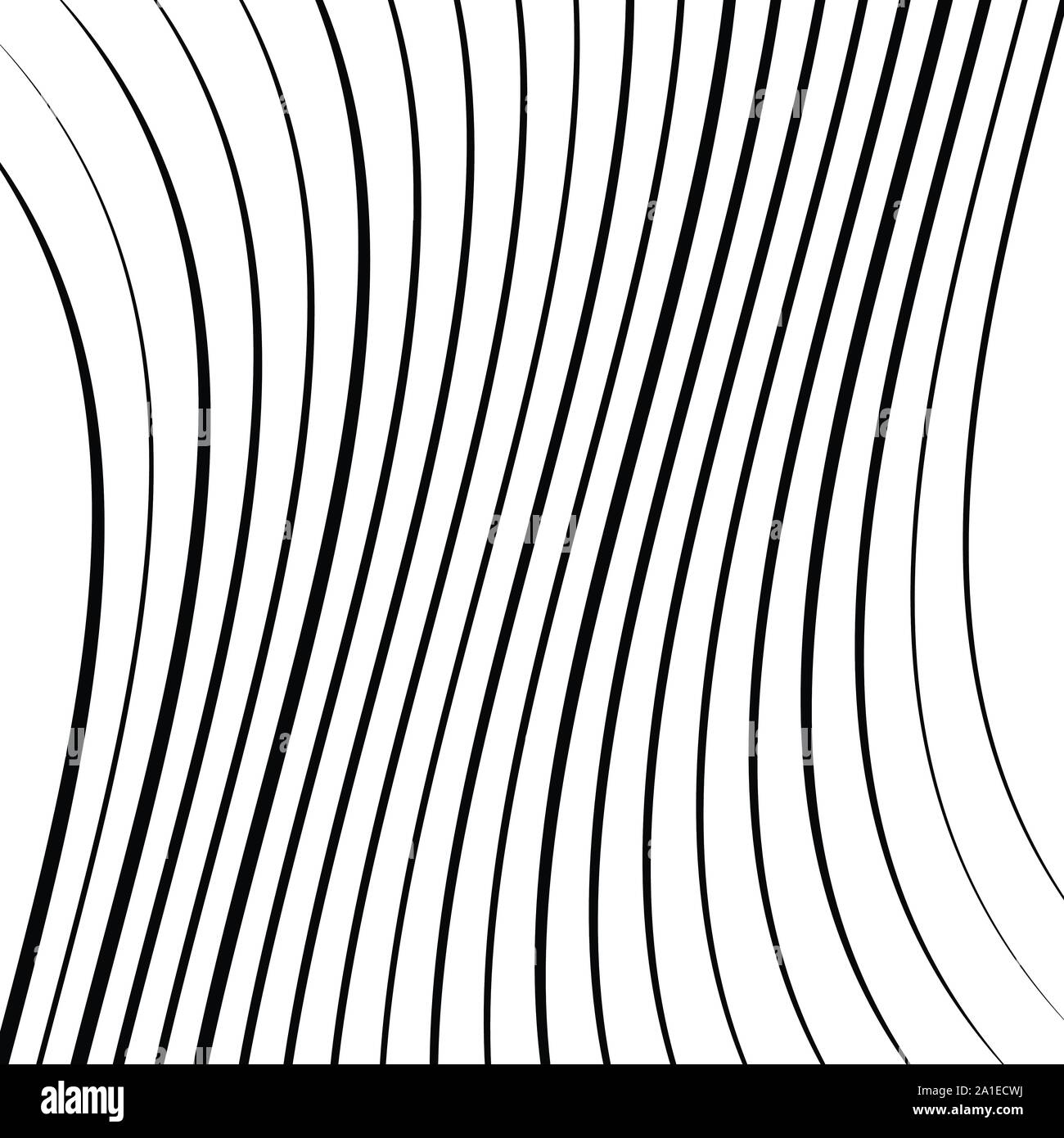 Geometric waving, wavy parallel lines. Ripple, twisted lines pattern. Squeeze, sway, squish ...
