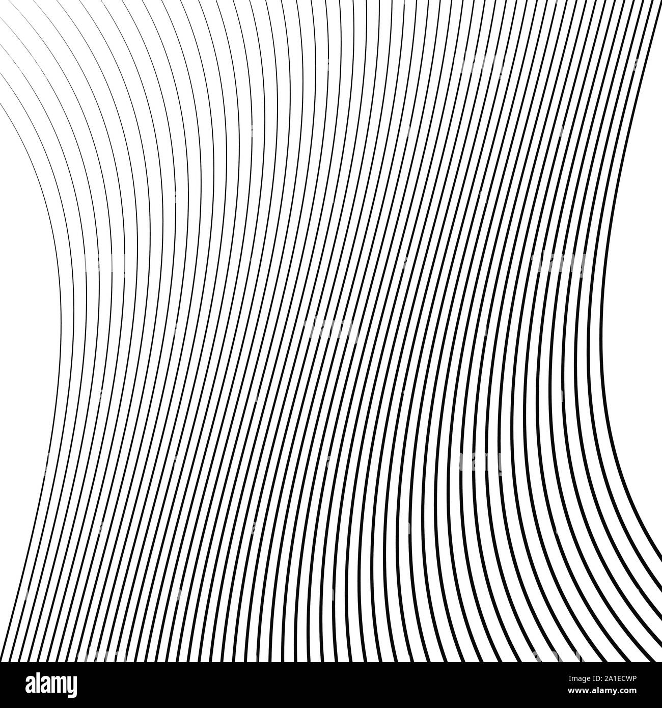 Geometric waving, wavy parallel lines. Ripple, twisted lines pattern. Squeeze, sway, squish ...
