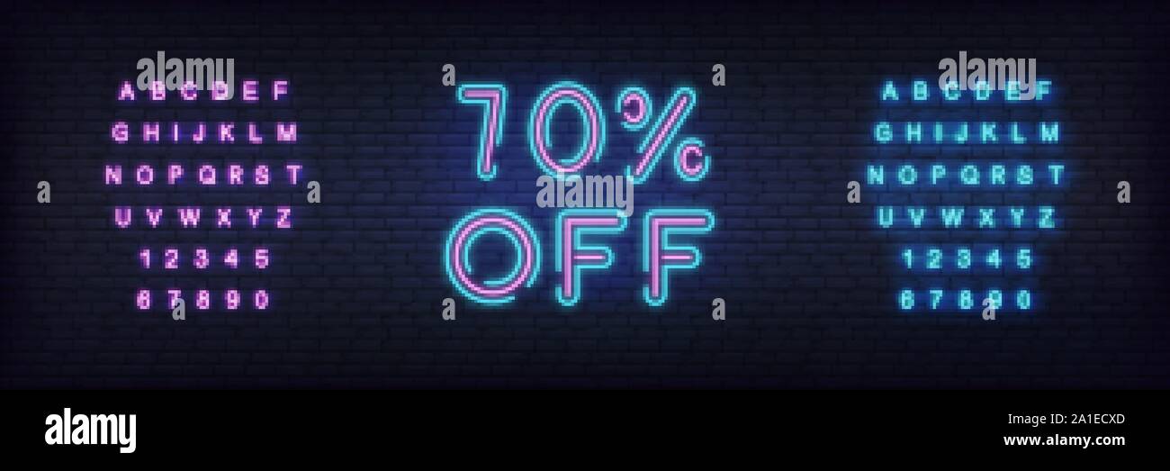 Sale neon template. Neon sale discount offer template Stock Vector ...