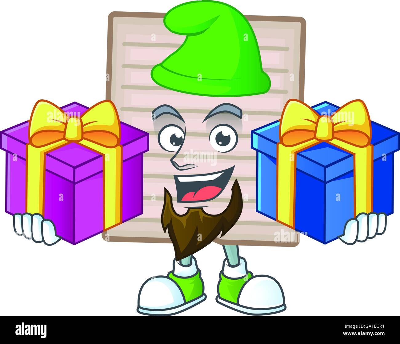 Bring two gifts vintage scrapbook paper cartoon character mascot Stock ...