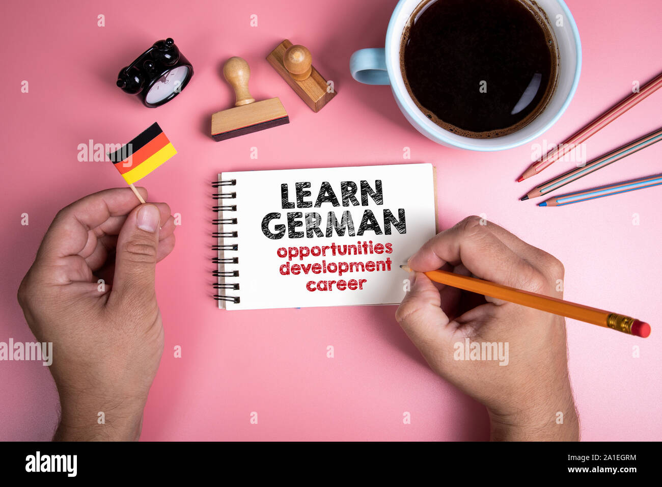 Learn German. Opportunities, development and career concept Stock Photo ...
