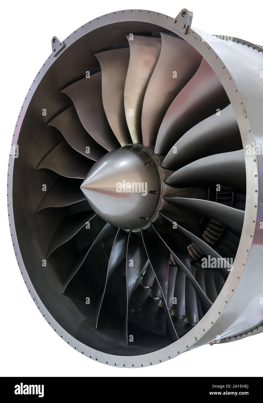 Turbine Blades. Close-up of a large jet engine turbine blades Stock ...