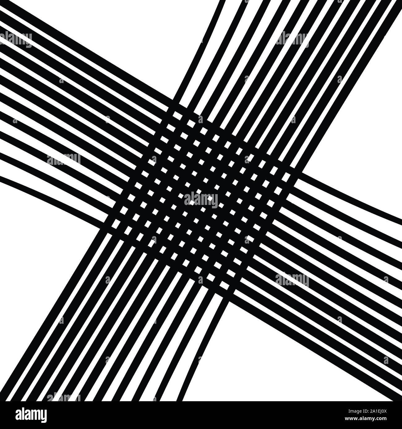 Stretch grid, mesh. Waving, wavy intersect lines. Interlock, tangle ...