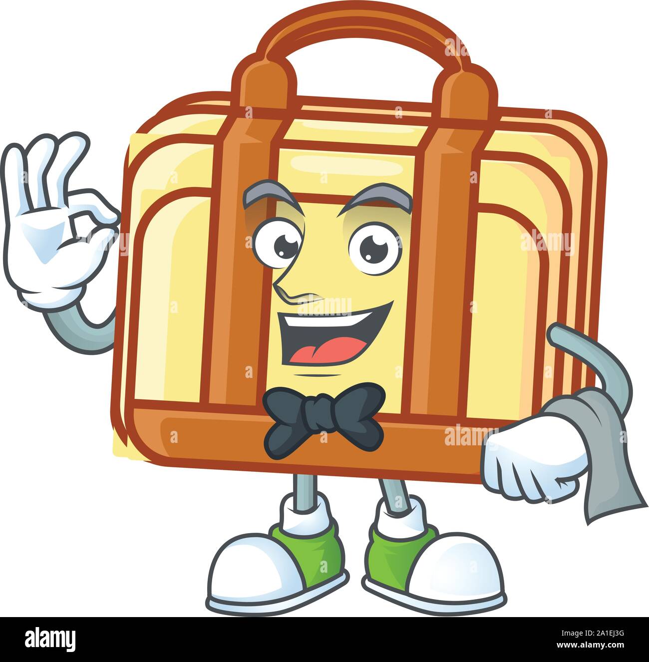 Waiter work suitcase cartoon character with mascot Stock Vector Image ...