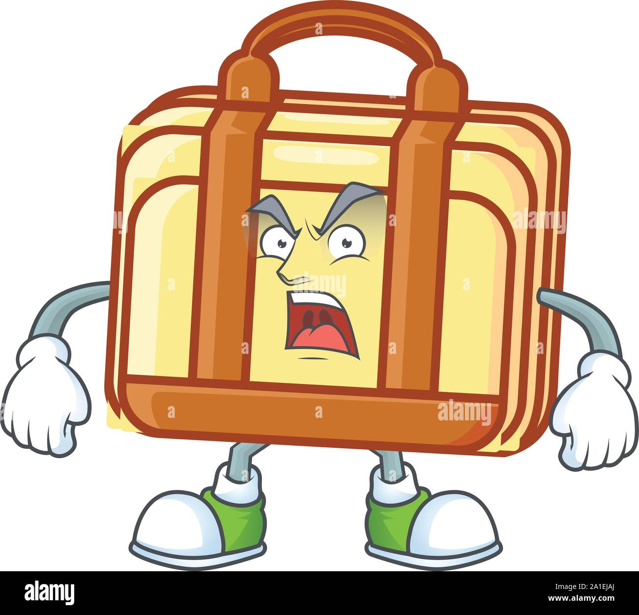 Angry work suitcase cartoon character with mascot Stock Vector Image ...