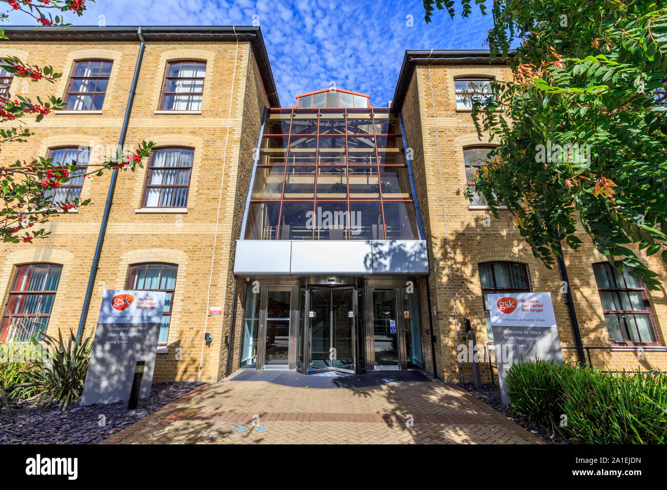 GlaxoSmithKline offices, ware town centre high street , river lea ...