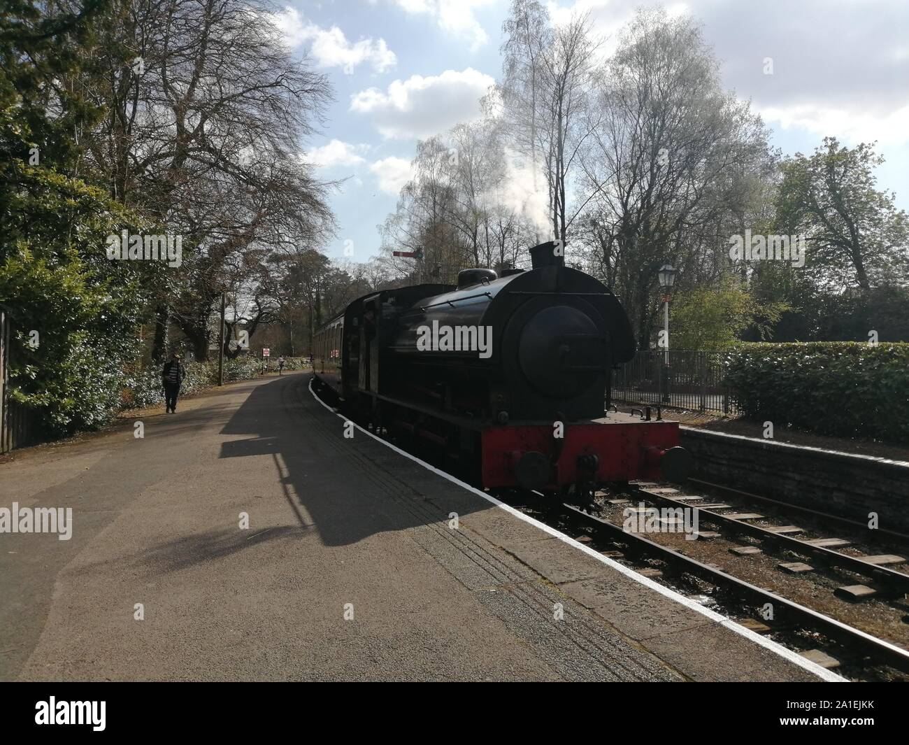 Steam train at Lakeside Stock Photo - Alamy