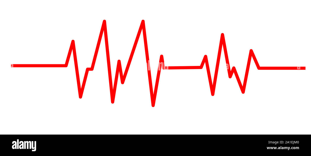 Heart pulse. Red and white background colors. Heartbeat lone ...