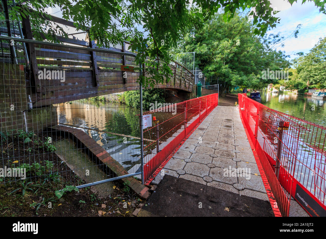 temporary floating footbridge to replace defective one, ware , river ...