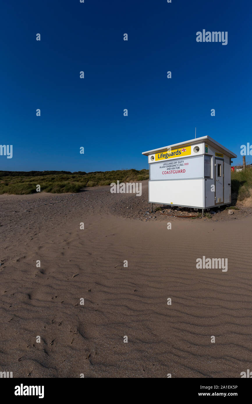 A coastguard lookout station on the beach. Port Eynon, Gower, AONB ...
