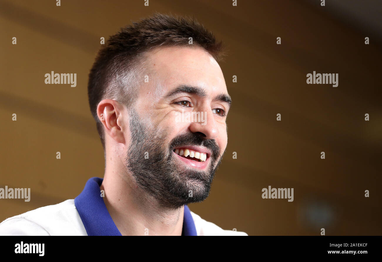 Great Britain's Martyn Rooney poses for photographs during a media ...