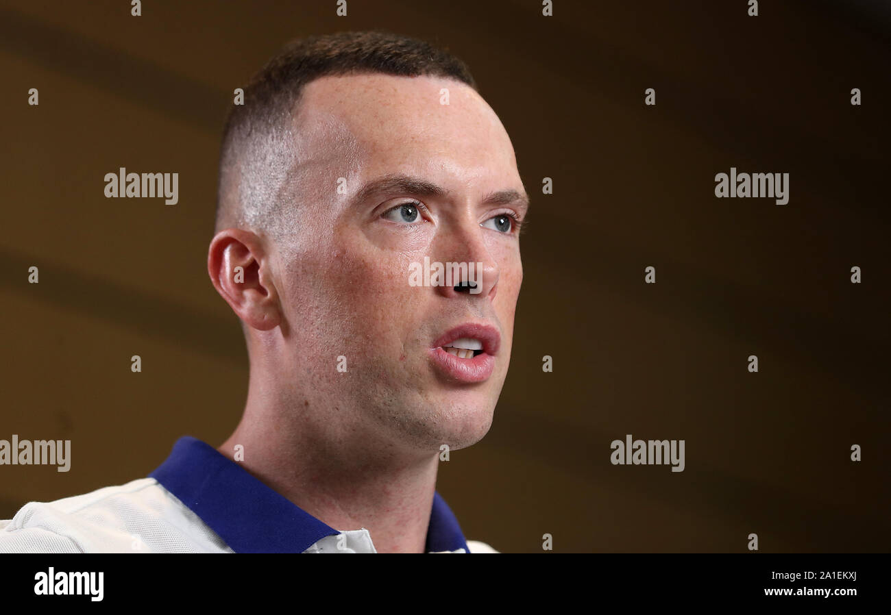 Great Britain's Richard Kilty poses for photographs during a media ...