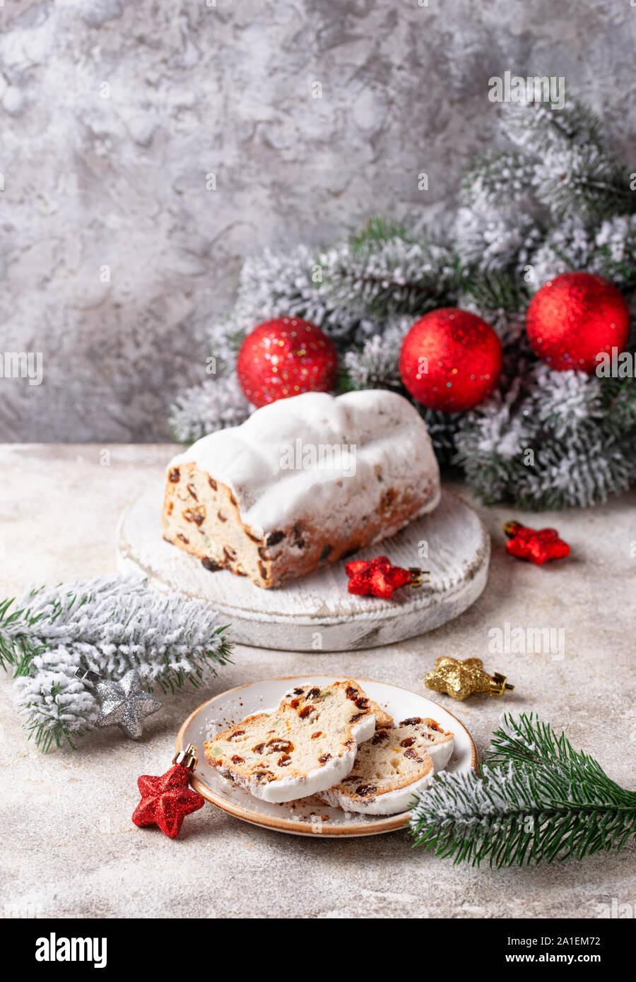 Traditional German Christmas cake stollen Stock Photo - Alamy